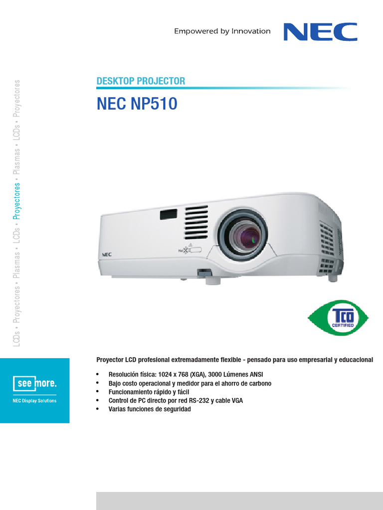 NEC Datasheet NP510-Spanish | PDF | Vídeo | Resolución de pantalla