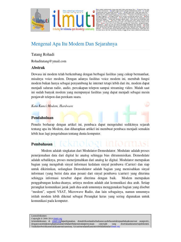 Adoc - Pub - Mengenal Apa Itu Modem Dan Sejarahnya | PDF