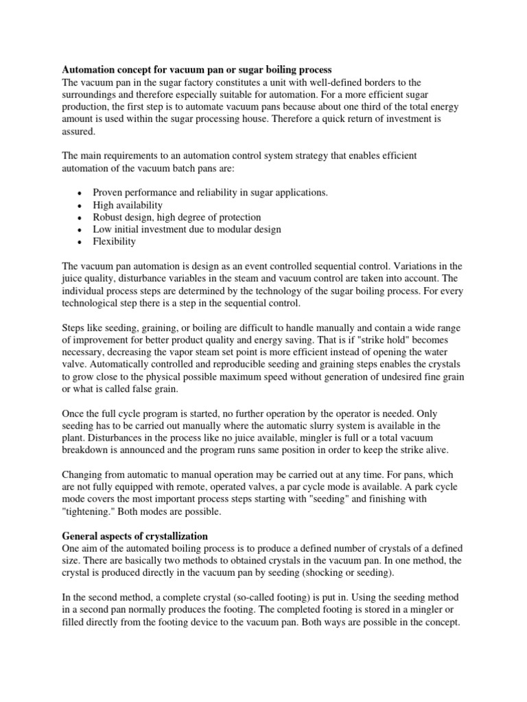Automation Concept of Vacuum Pan | PDF | Automation | Vacuum