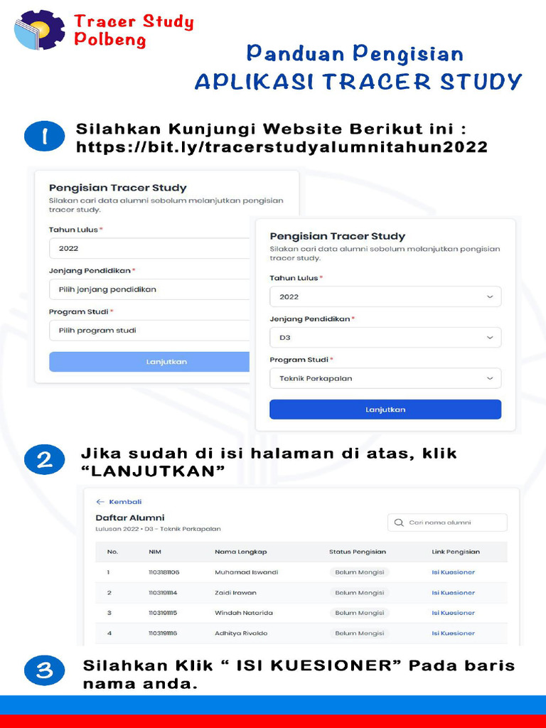 Panduan Pengisian Aplikasi Tracer Study 2023 | PDF