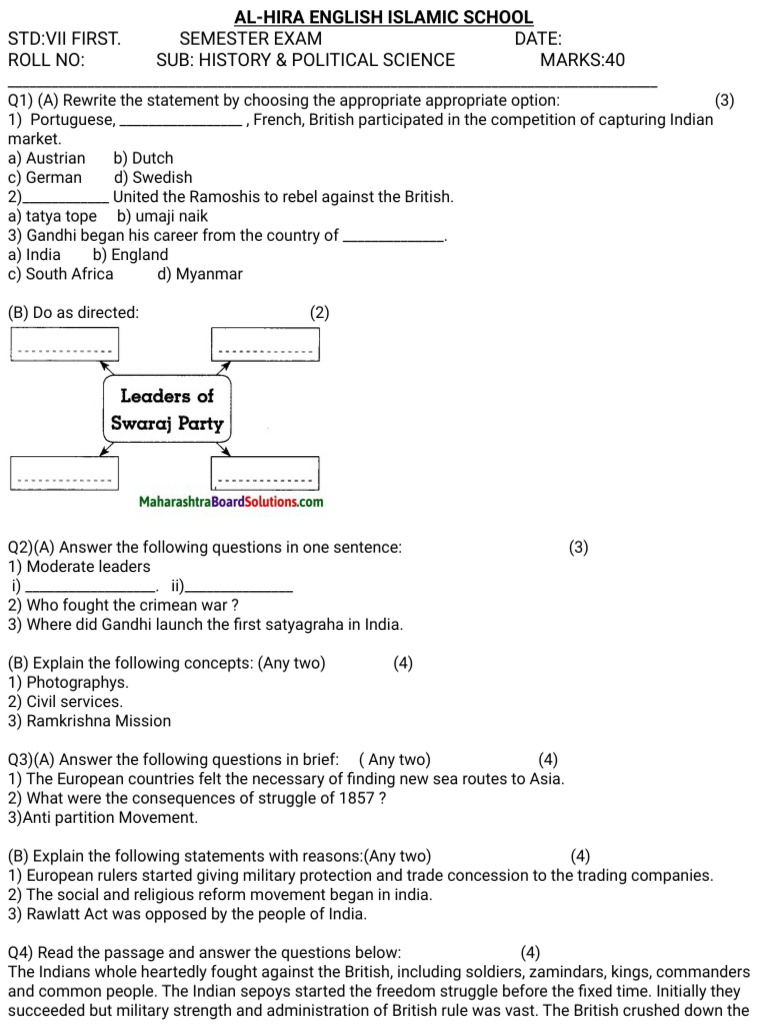 8th His-1 | PDF | Mahatma Gandhi | British Raj