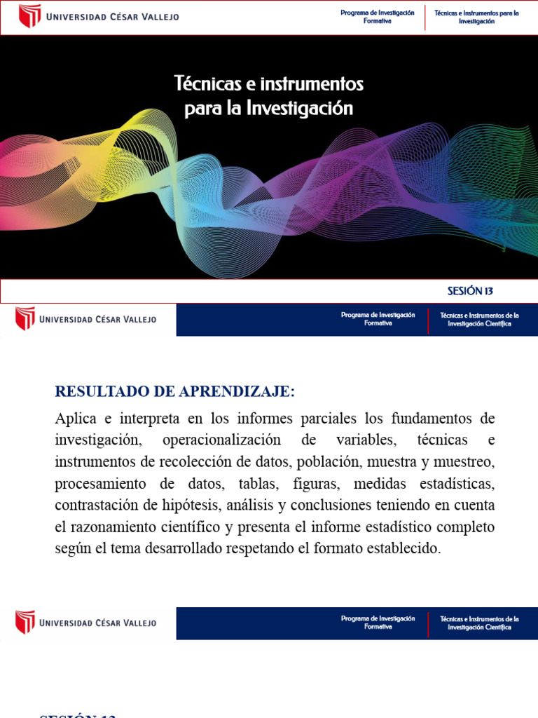 UCV TIIC Diapositivas Sesión 13 Set 2023 | PDF | Estadísticas ...