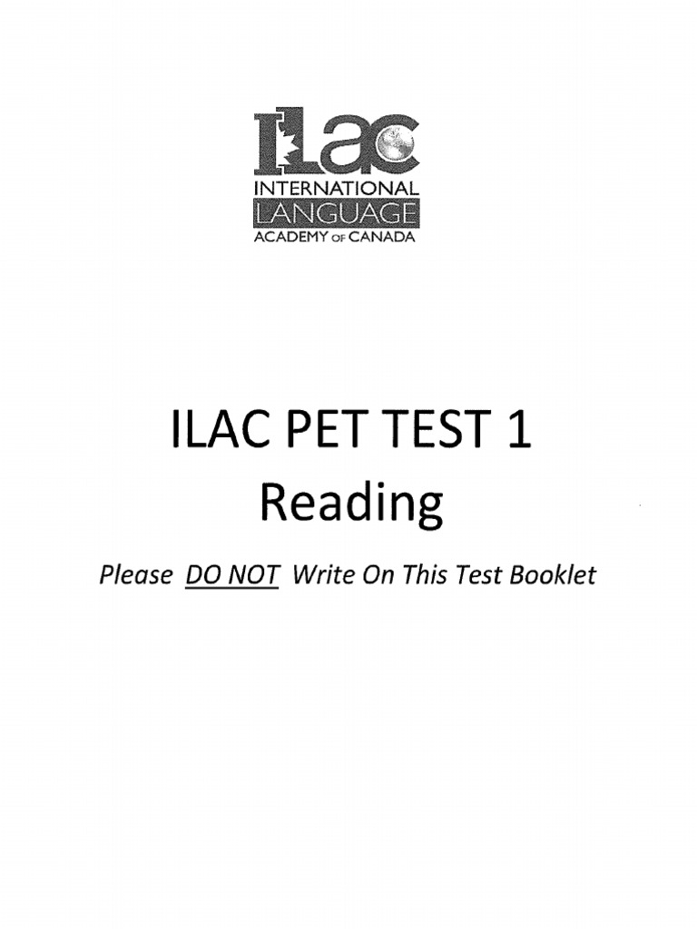 PET Practice Test 1 Reading & Writing | PDF