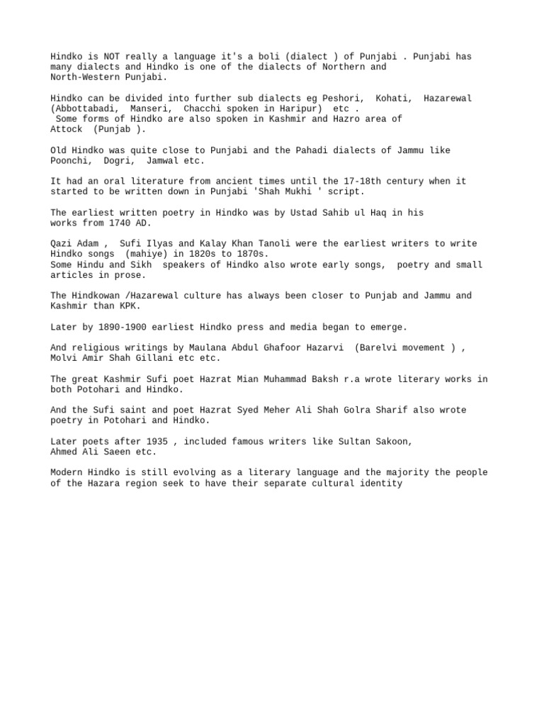 Information On Hindko | PDF | Poetry