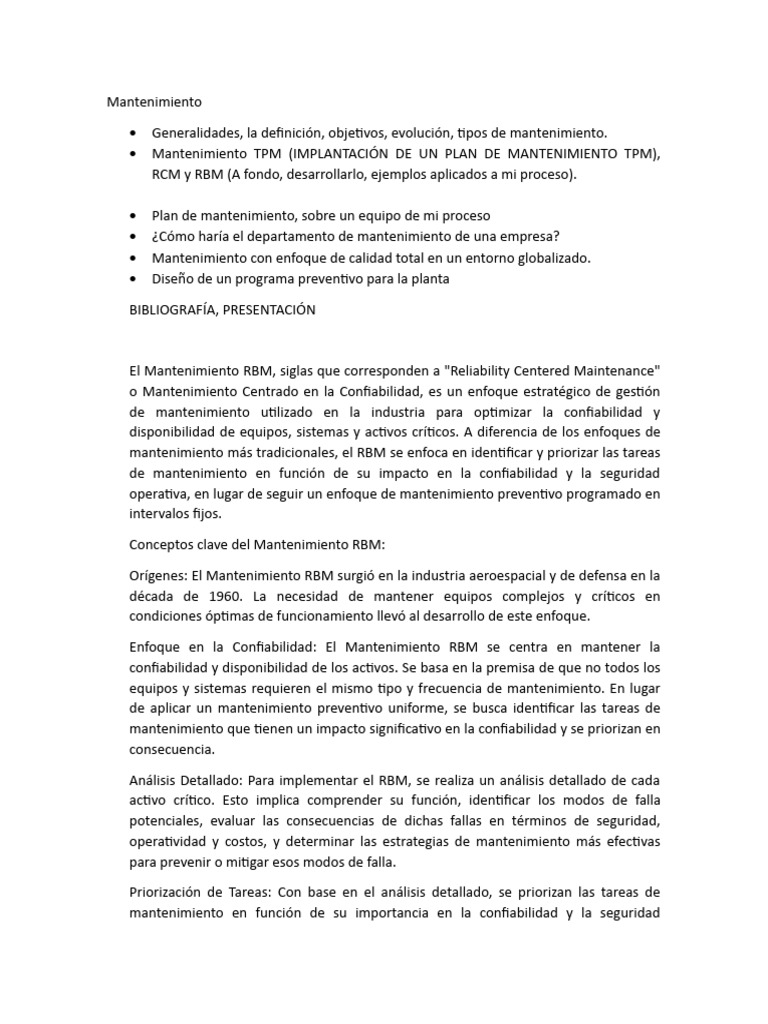 Mantenimiento RBM | PDF | Ingeniería de confiabilidad | Business