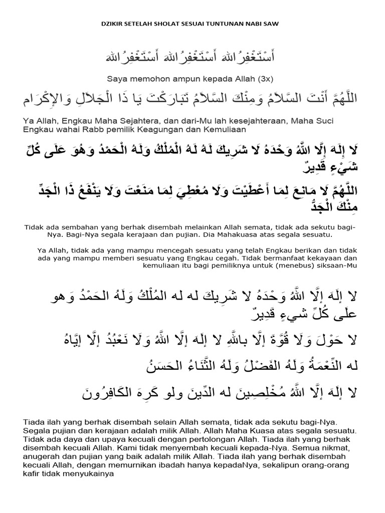 Dzikir Setelah Sholat Sesuai Tuntunan Nabi Saw | PDF