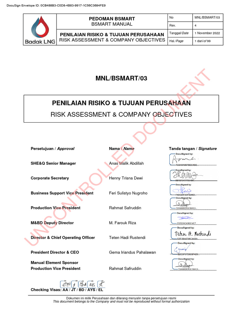 MNL BSMART 03 Risk Assessment & Company Objective | PDF