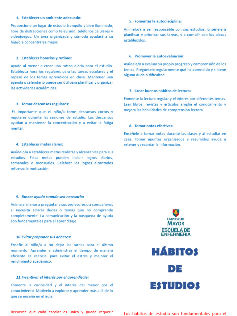 hábitos de estudio | PDF | Aprendizaje | Ciencia cognitiva