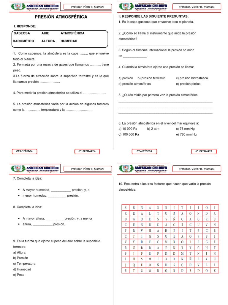 Fisica 6t0 Presion Atmosferica | PDF | Presión | Atmósfera