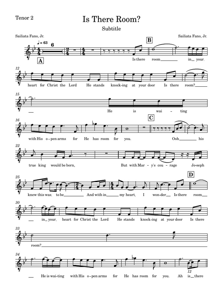 Is There Room Sailiata Fano JR Is There Room Tenor 1 | PDF