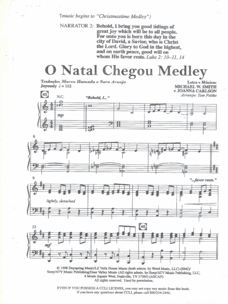 O NATAL CHEGOU - Partitura | PDF