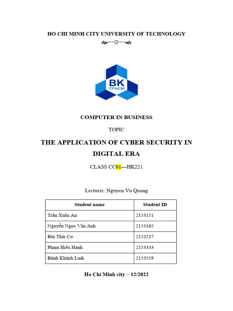 Cyber Security - CC01 - Group Project | PDF | Security | Computer Security