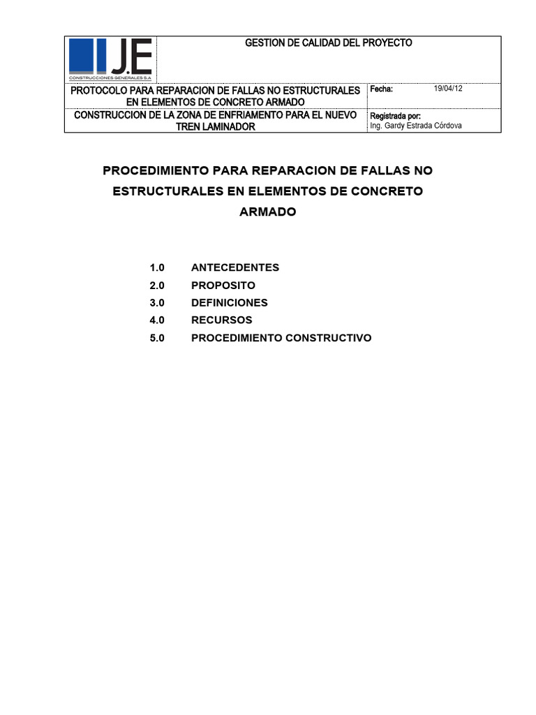 Procedimientos para Reparacion de Fallas No Estructurales - Verticoat ...