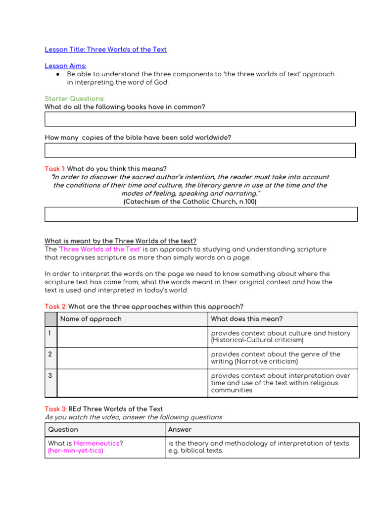 Understanding the Three Worlds of Text | PDF | Bible | Hermeneutics
