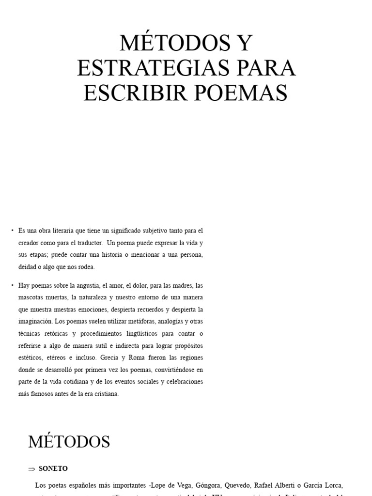 Métodos y Estrategias para Escribir Poemas | PDF | Poesía | Rima