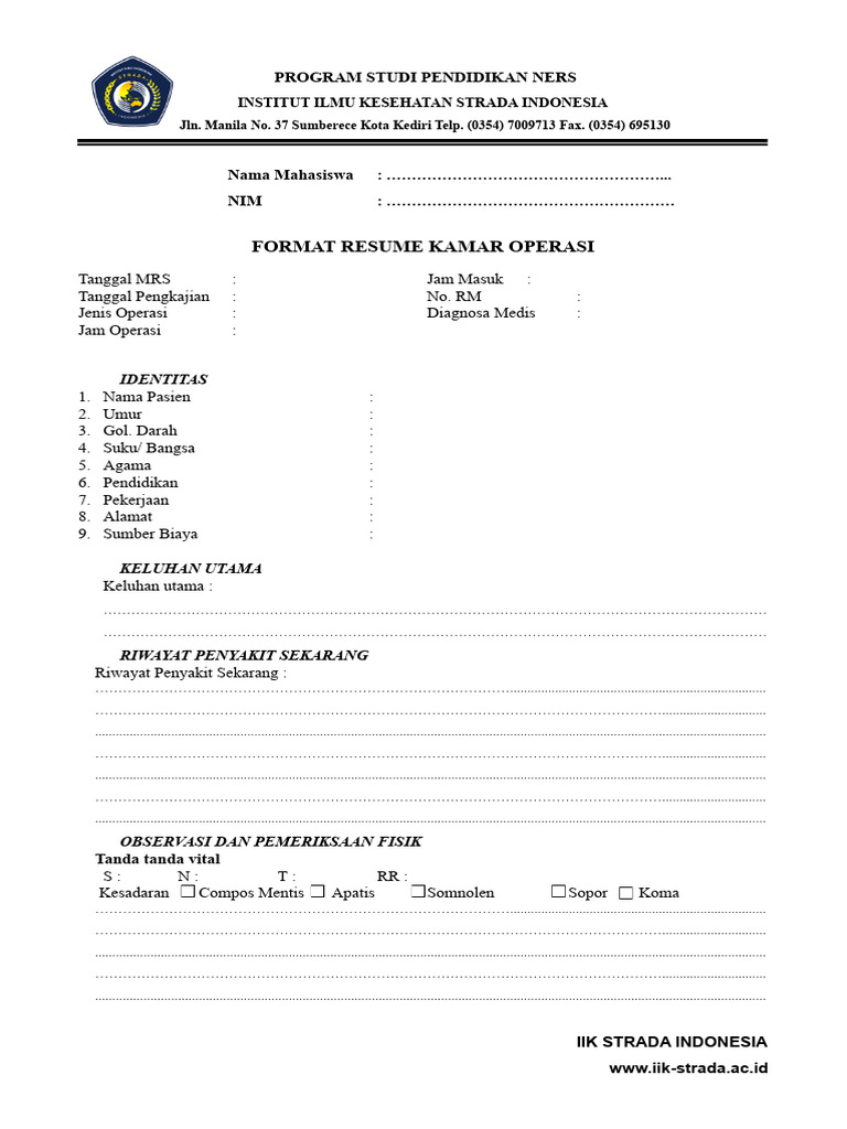Format Resume Operasi | PDF