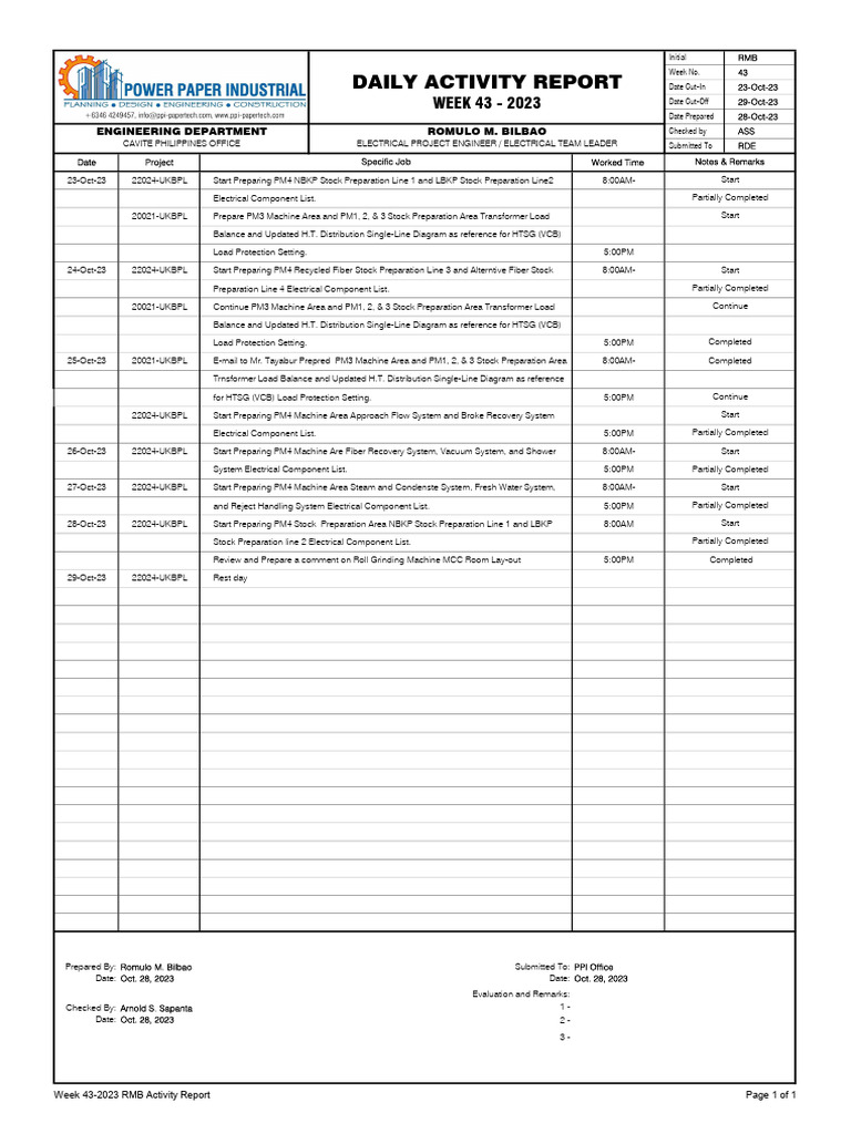 Week 43-2023 RMB Activity Report | PDF | Manufactured Goods | Electric Power
