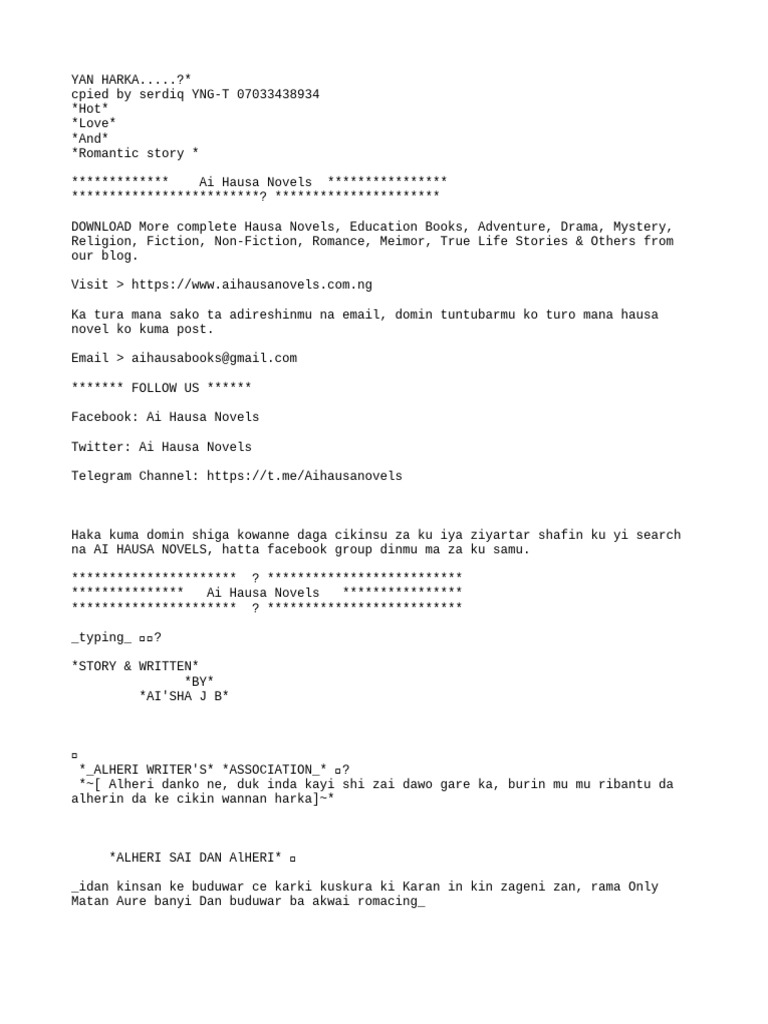 'YAN HARKA (WWW - Aihausanovels.com - NG) | PDF