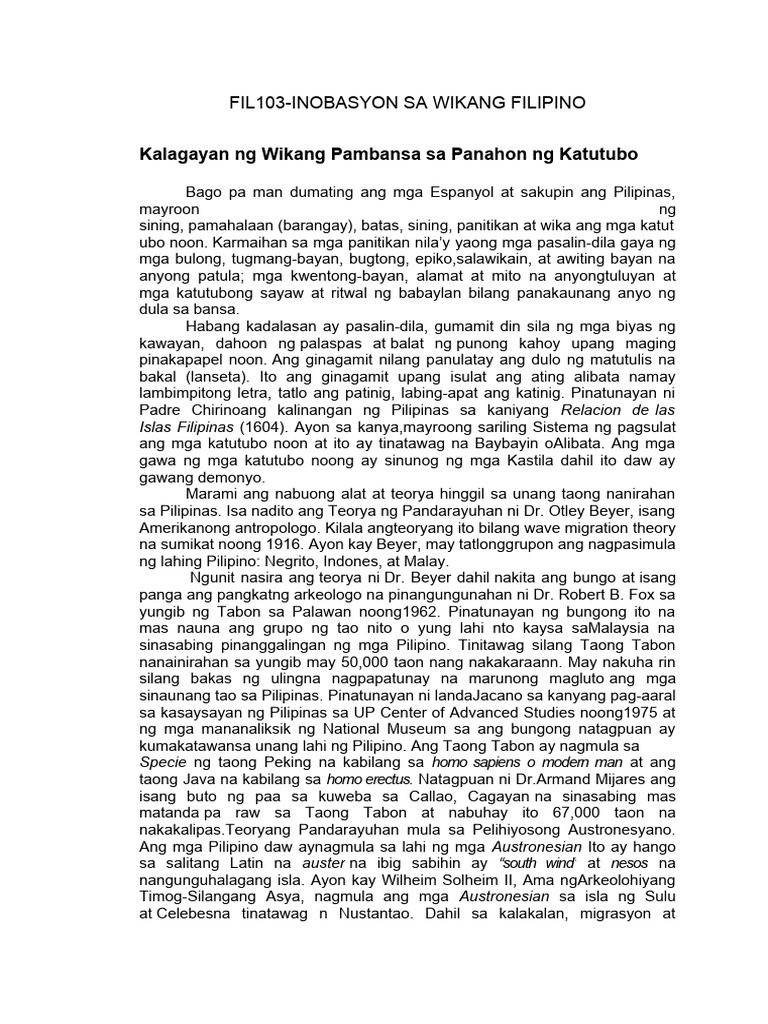Inobasyon Sa Wikang Filipino | PDF