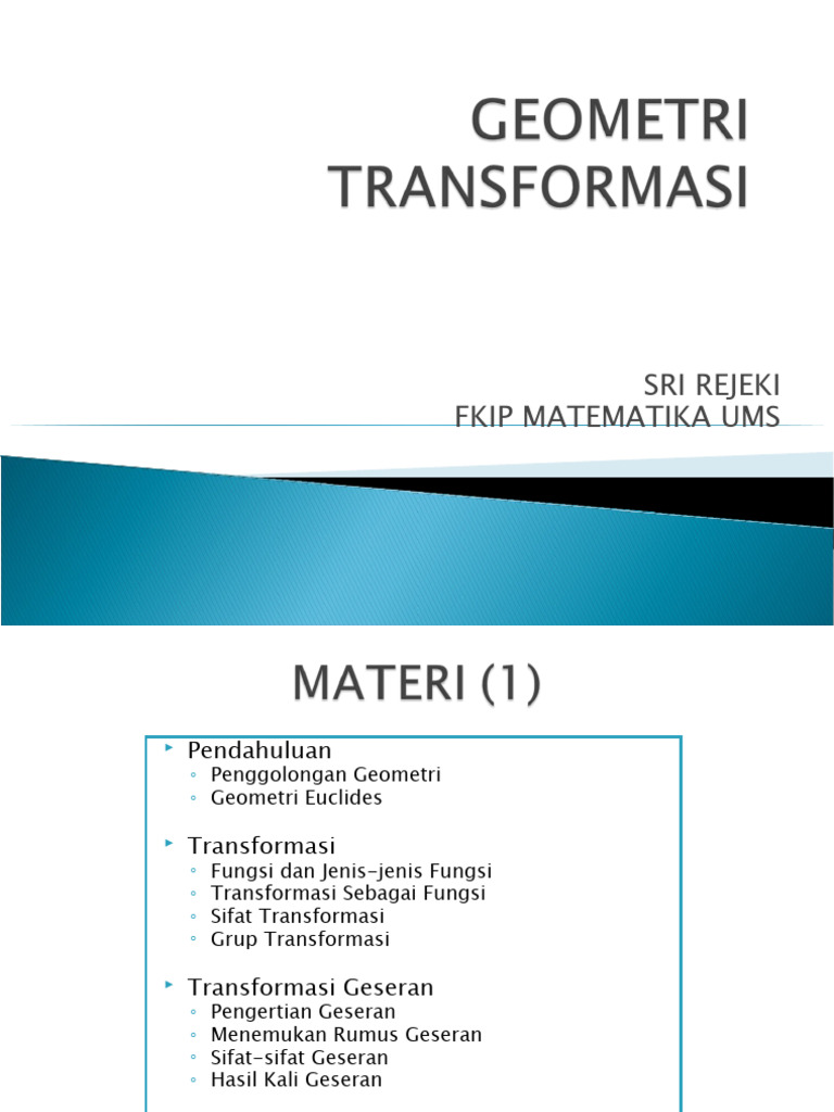 Materi Ajar Geometri Transformasi | PDF | Metode & Bahan Ajar