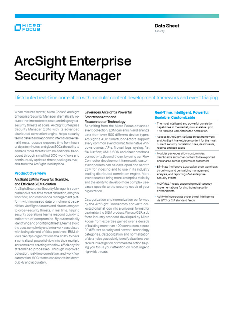 Arc Sight Enterprise Security Manager | PDF | Threat (Computer ...