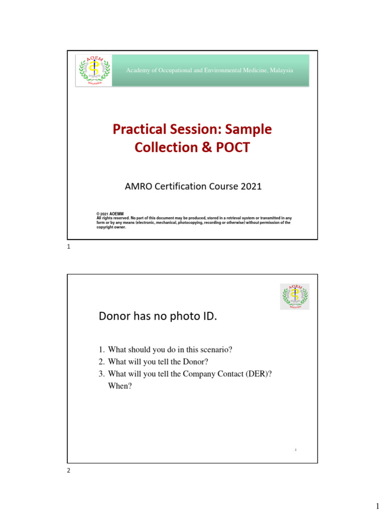 08 AMRO Practical Session 2 - Sample Collection - POCT (AHS) 2021 Revd 04082021 | PDF | Clinical ...