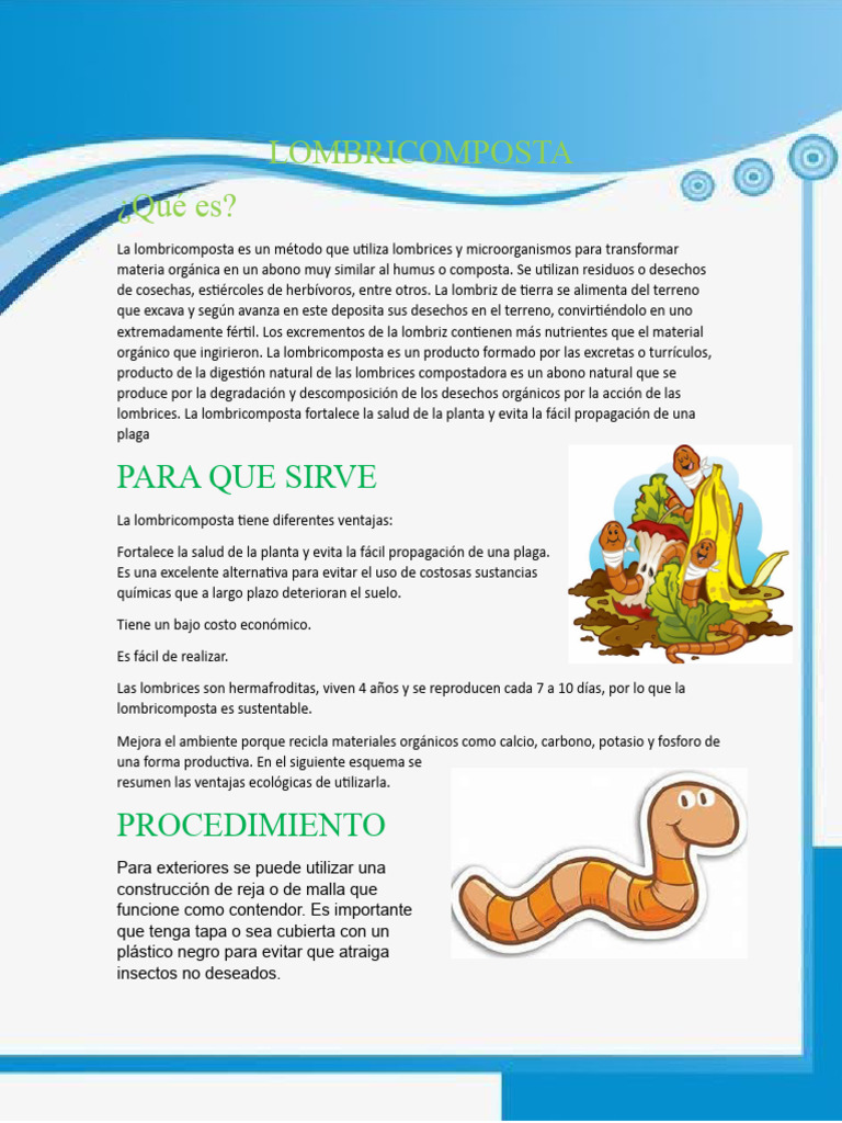 Beneficios y Uso de la Lombricomposta | PDF | Compost | Fertilizante