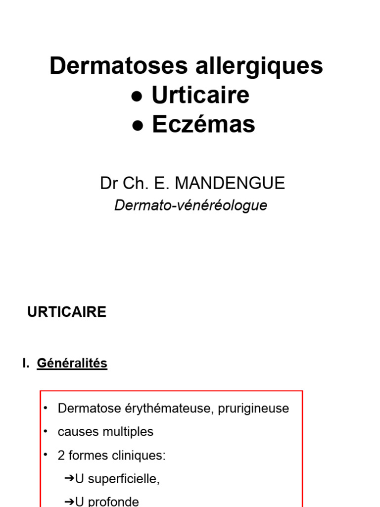 Urticaire Eczémas | PDF | Dermatite | Allergie