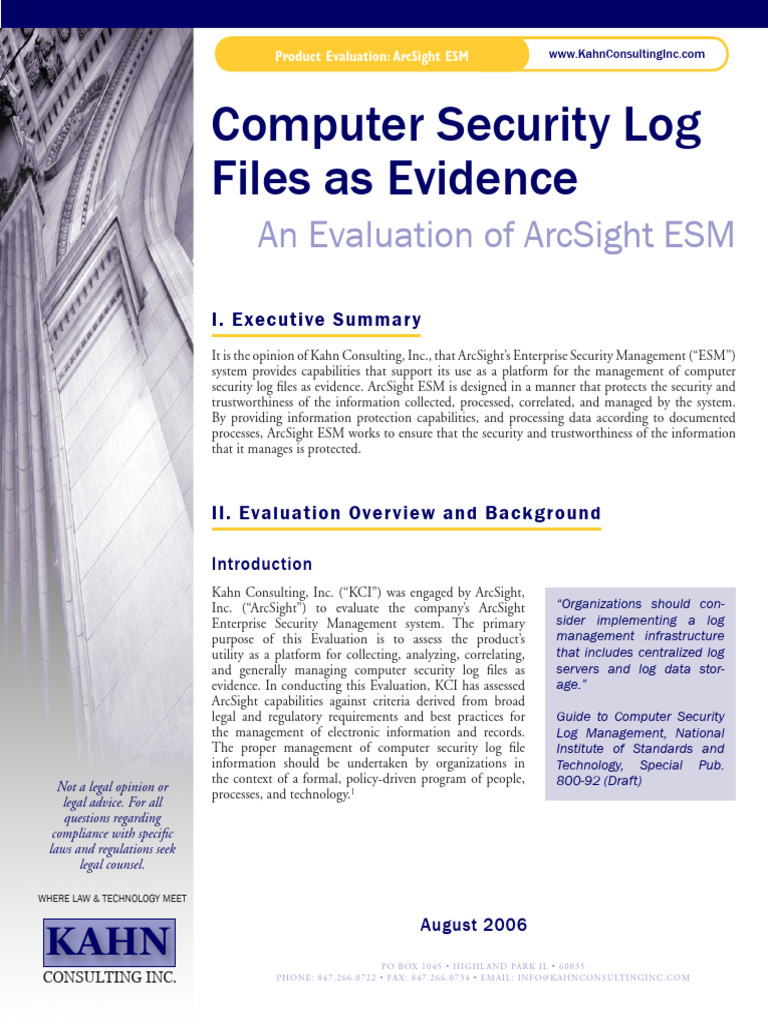 KCI ArcSight ESM Evaluation | PDF | Security | Computer Security