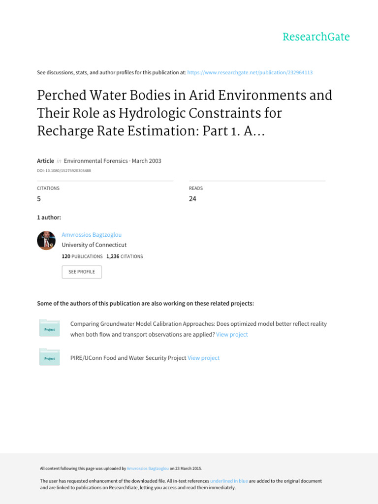 Perched Water Bodies in Arid Environments and Their Role As Hydrologic ...