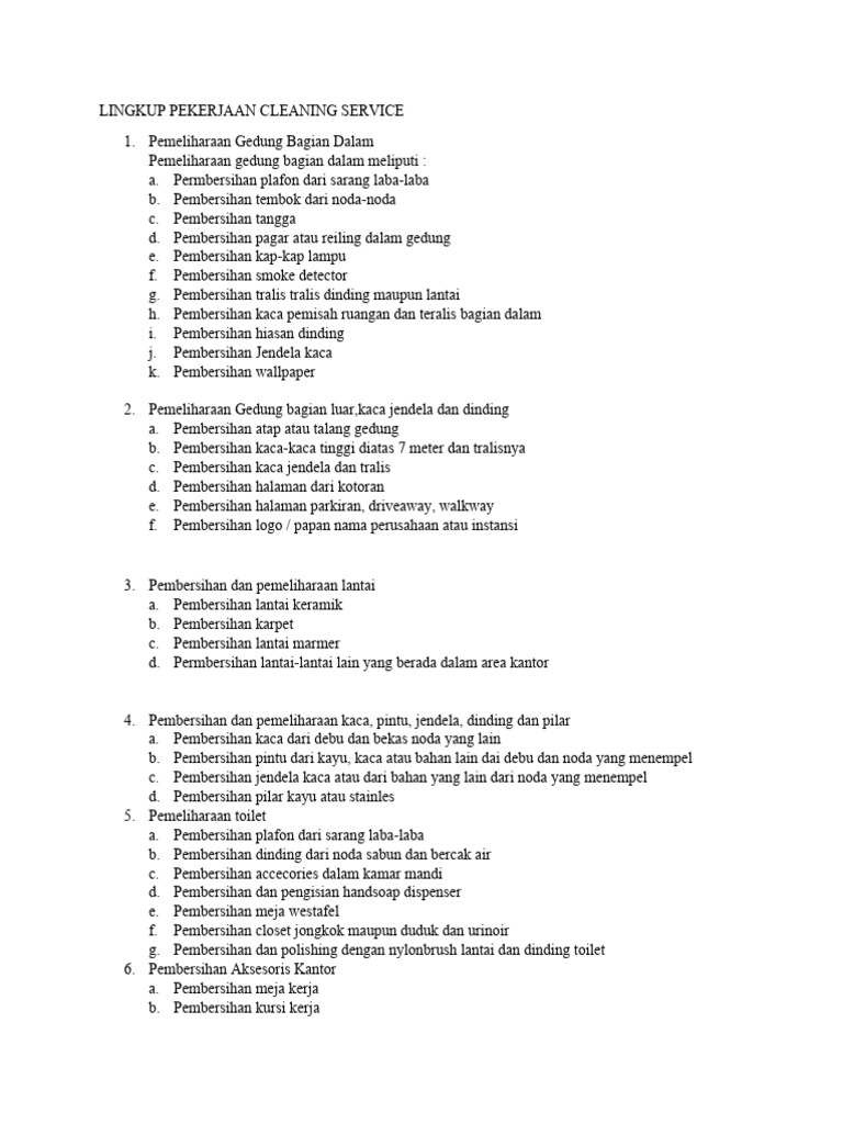 SOP Cleaning Service | PDF