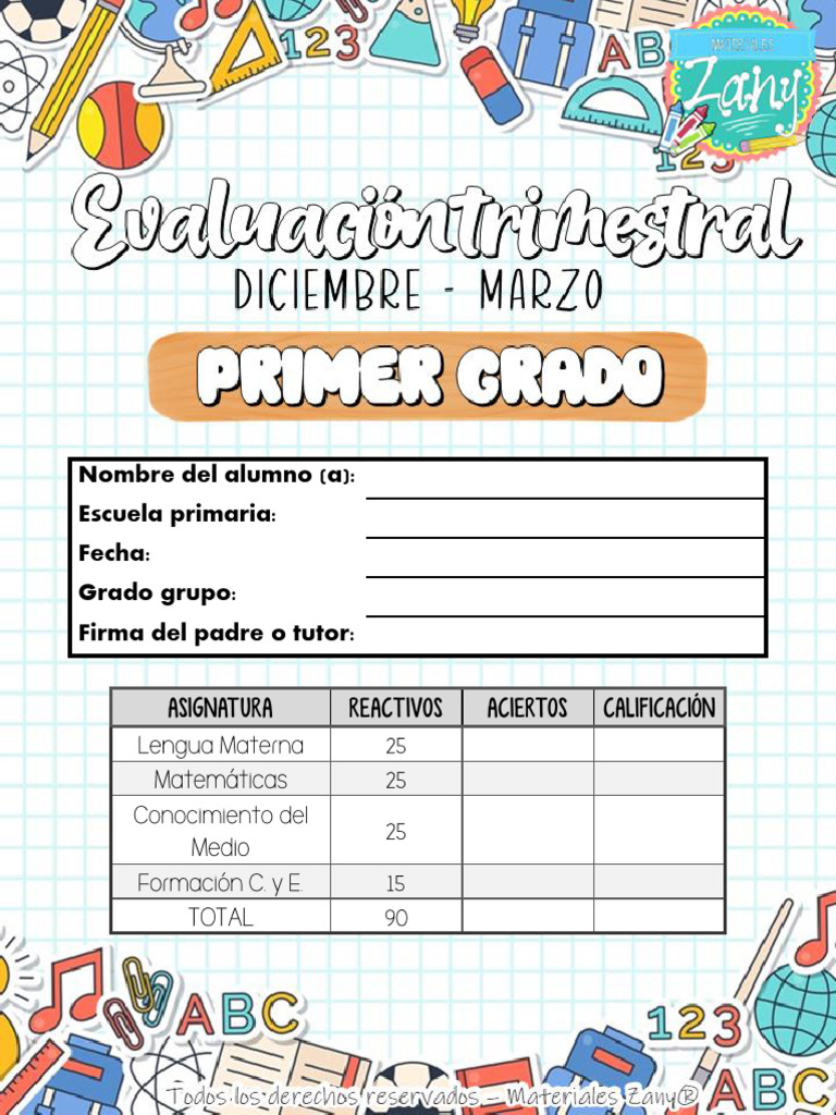 Materiales Zany 22 23 Examen de Primer Grado Segundo Trimestre | PDF Materiales Zany 22 23 Examen de Primer Grado Segundo Trimestre | PDF