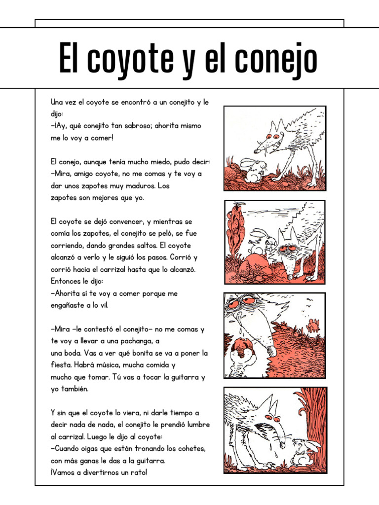 El Coyote y el Conejo: Cuento Infantil | PDF | Ciencias sociales ...