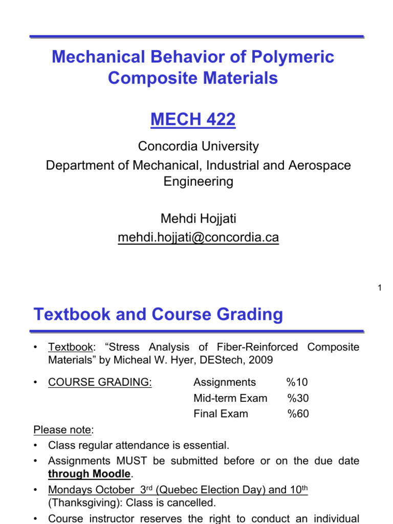 MECH 422 - Course Outline | PDF | Composite Material | Physical Sciences
