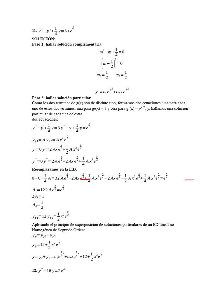 Solución: Paso 1: Hallar Solución Complementaria | PDF