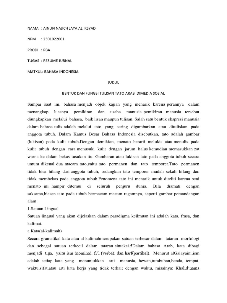 Contoh Jurnal Summary | PDF