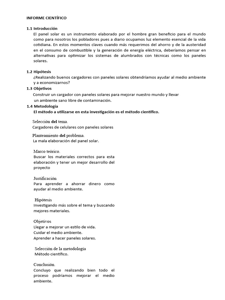 Estructura Del Informe Científico | PDF | Panel solar | Cobre