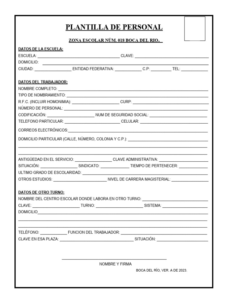 Formato Hoja de Datos Personales | PDF Formato Hoja de Datos Personales | PDF