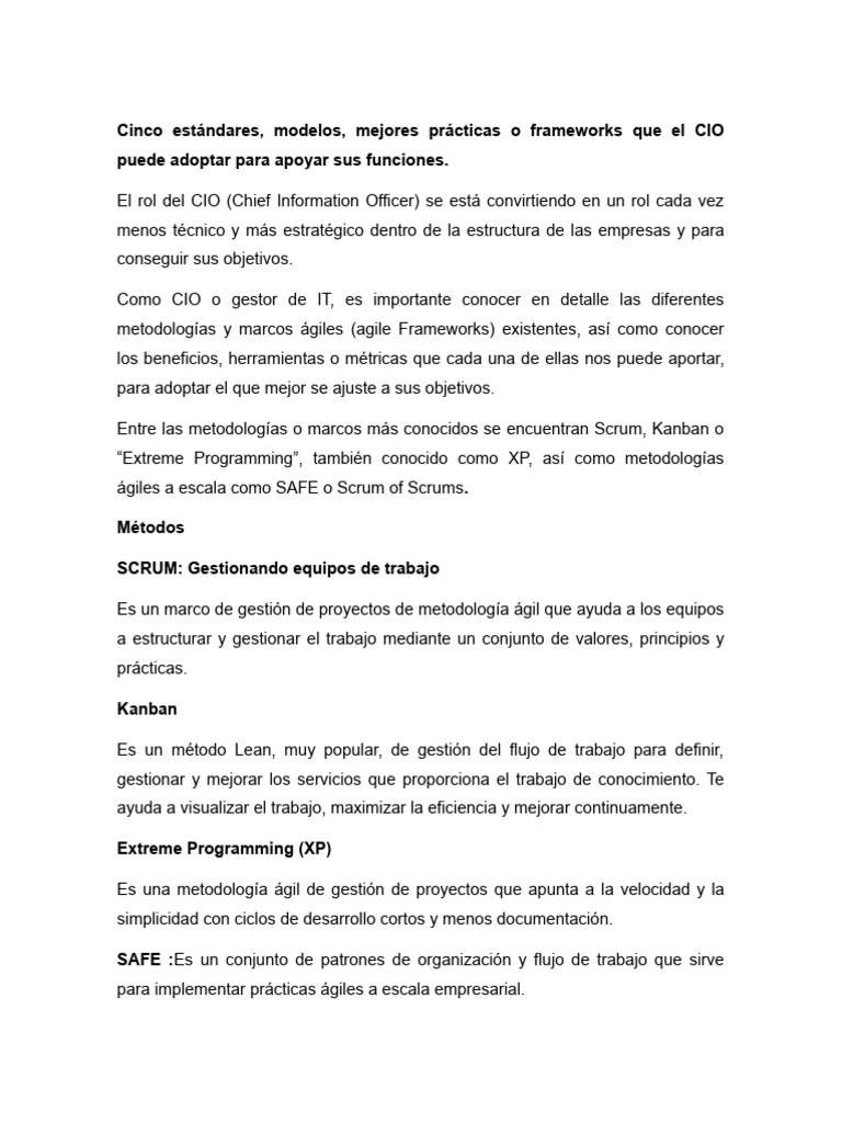 Cinco Estándares | PDF | Itil | Scrum (desarrollo de software)