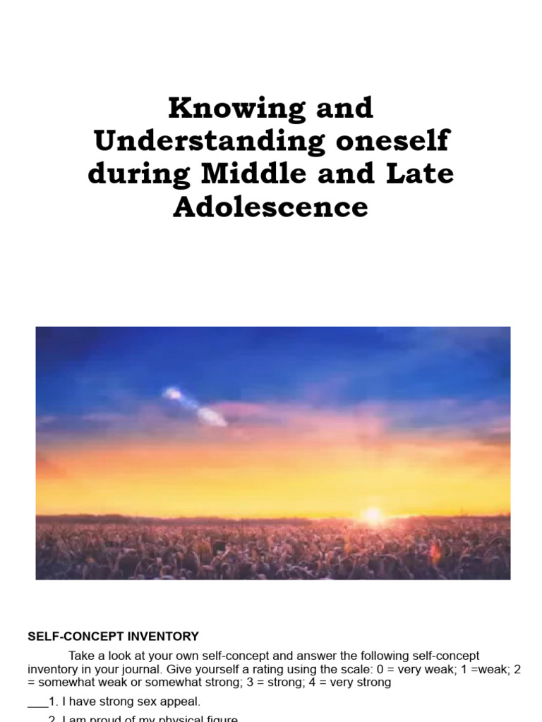LESSON1 SELF CONCEPT (Knowing and Understanding Oneself) | PDF | Self ...