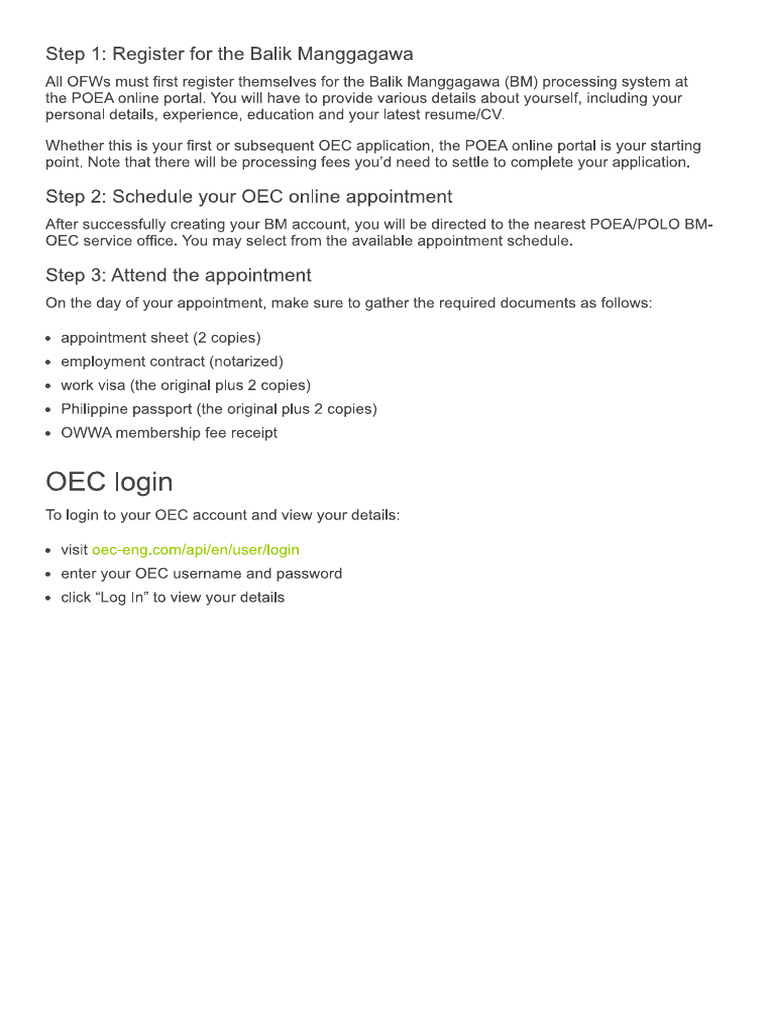 How To Get Oec Pdf