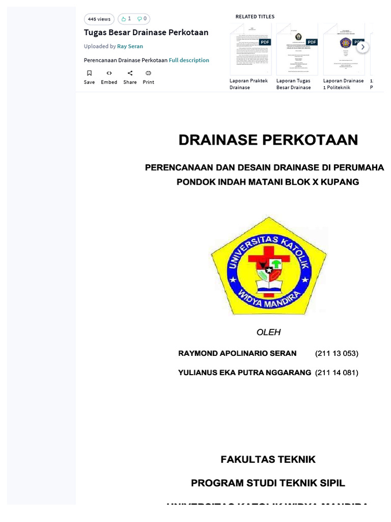 PDF Tugas Besar Drainase Perkotaan Compress | PDF | Teknologi & Rekayasa