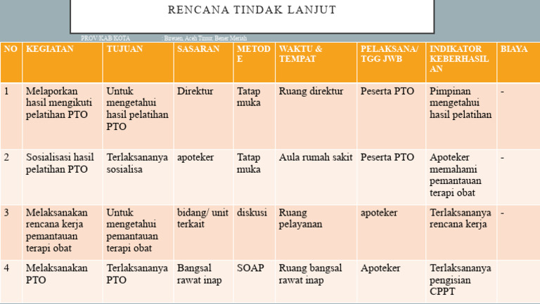 Contoh Rencana Tindak Lanjut PTO | PDF
