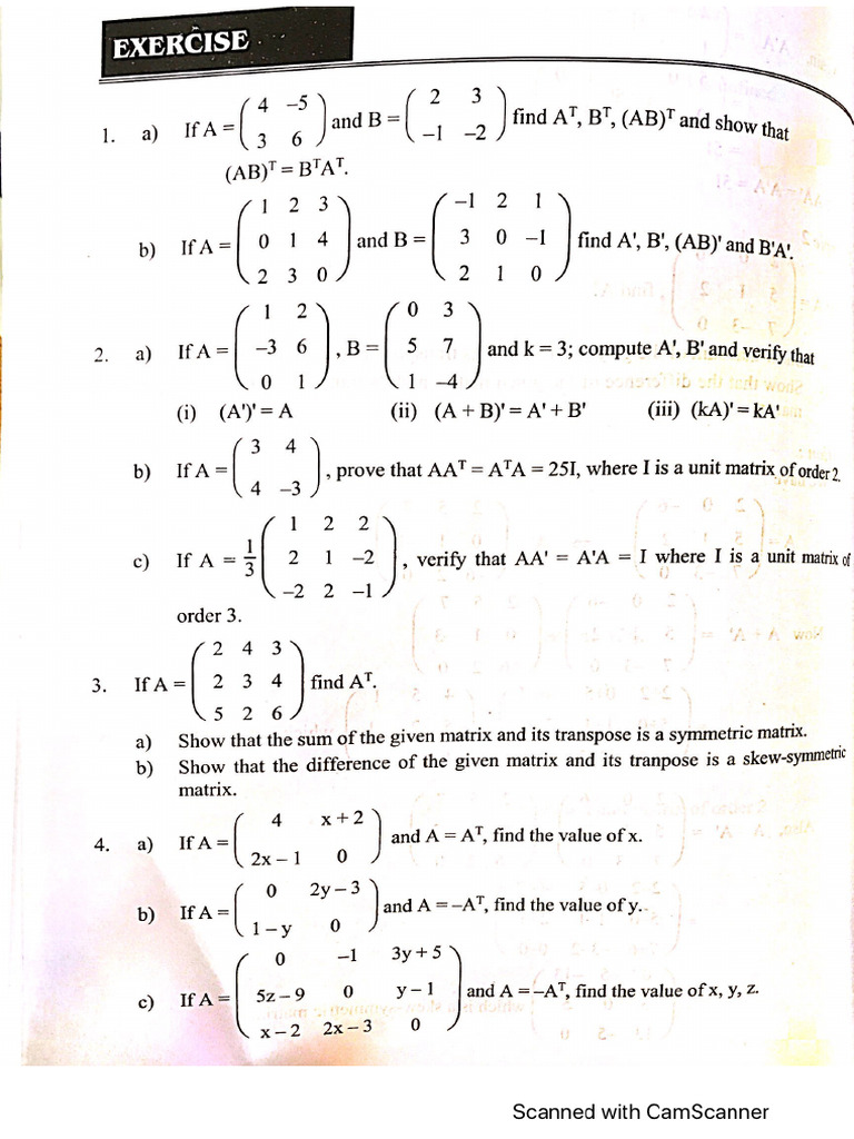 Matrix 1st Exercise | PDF
