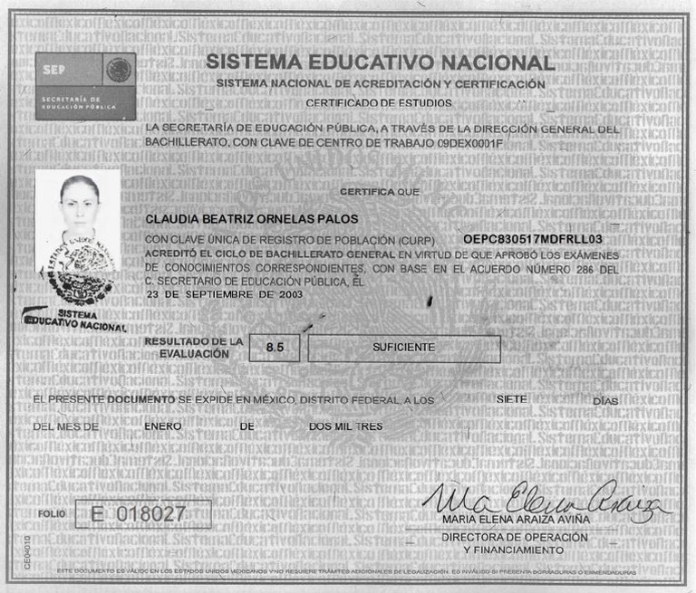 Certificado Bachillerato Cbop | PDF