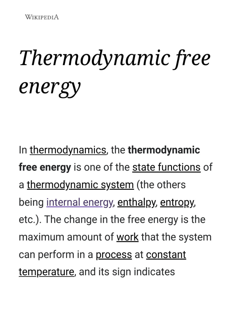 Thermodynamic Free Energy | PDF | Gibbs Free Energy | Heat