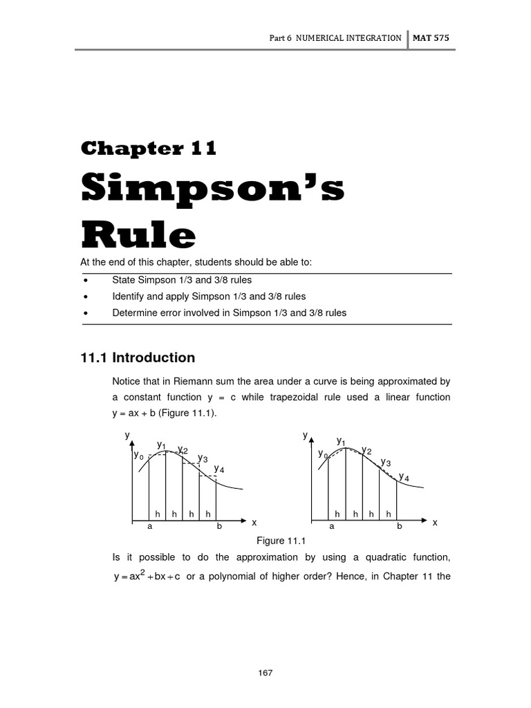 Chapter 11 Simpson's Rule | PDF | Integral | Mathematical Analysis