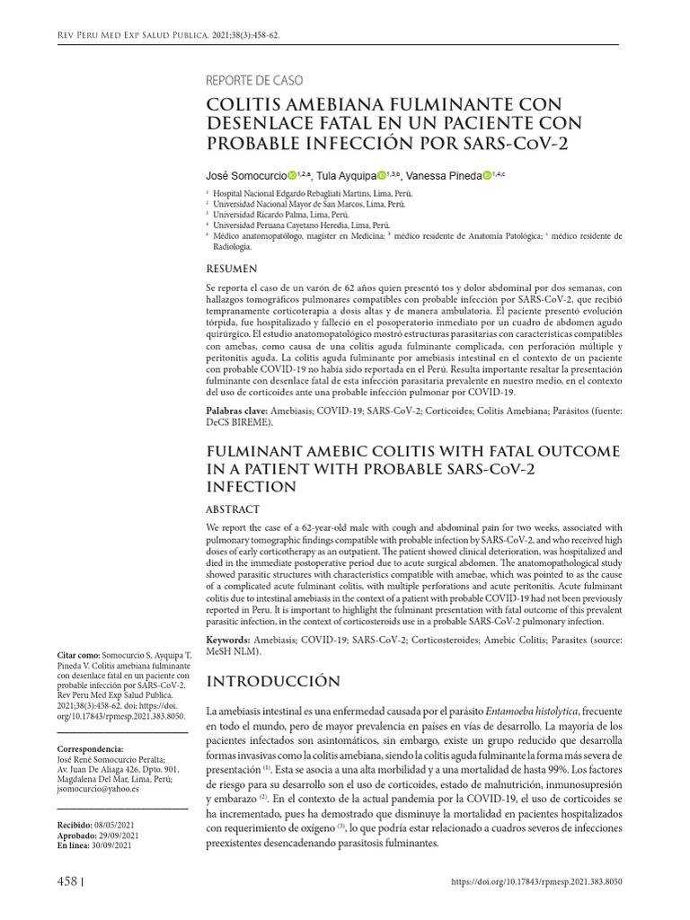 Caso 1. Colitis Amebiana Fulminante | PDF | Medicina | Especialidades ...