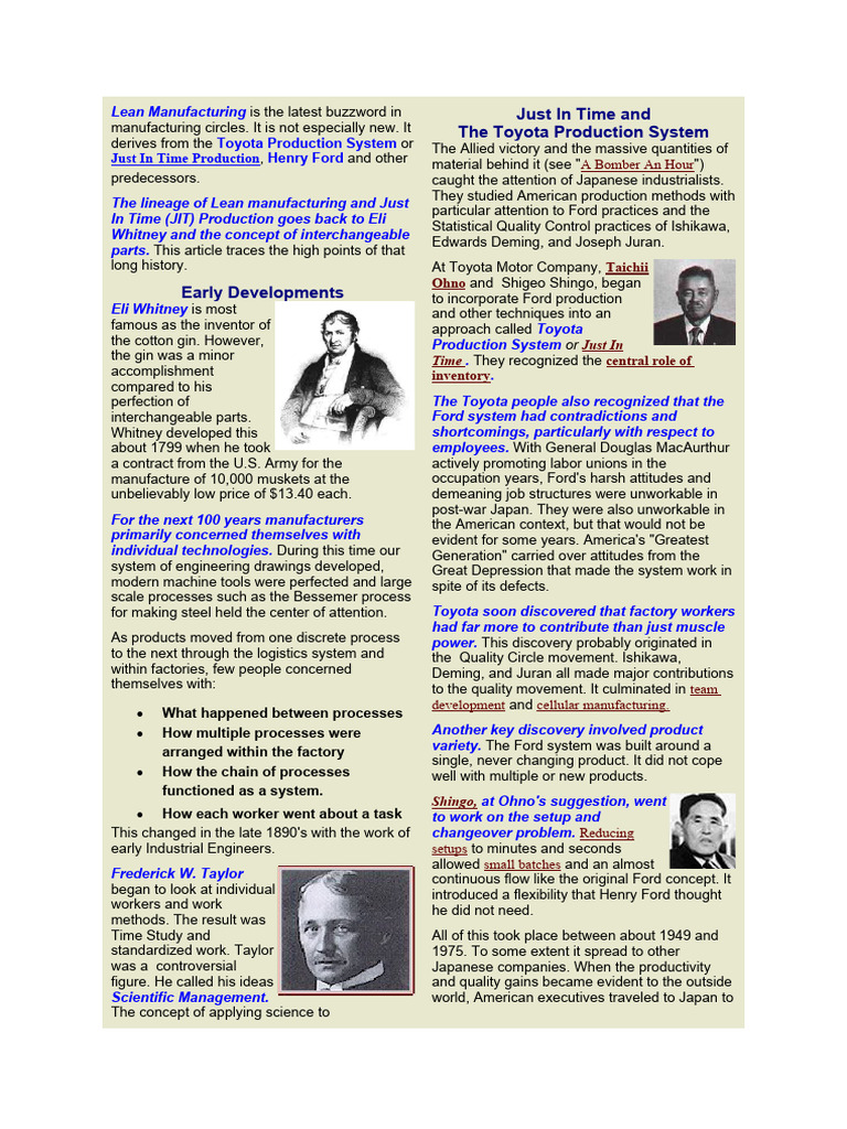 History of Lean Manufacturing | PDF | Lean Manufacturing | Secondary ...