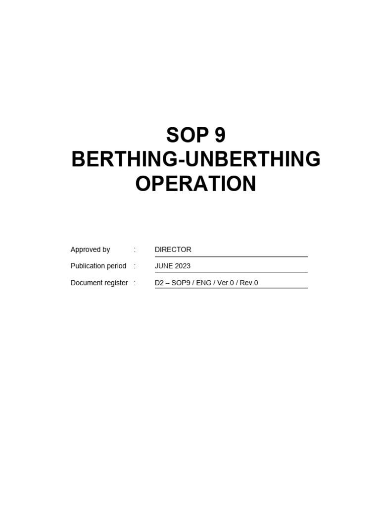 SOP 9-Berthing-Unberthing Operation (0) Jun 23 | PDF